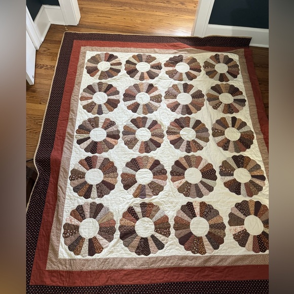 Bedding | Friendship Ring Vintage 196s Quilt Brown Tan And Orange Hand ...